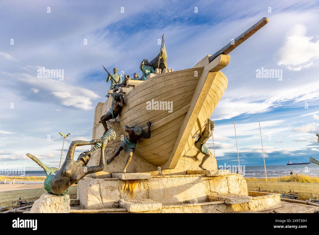 Punta Arenas city in Chile, Patagonia. Ships in port maritime old ...