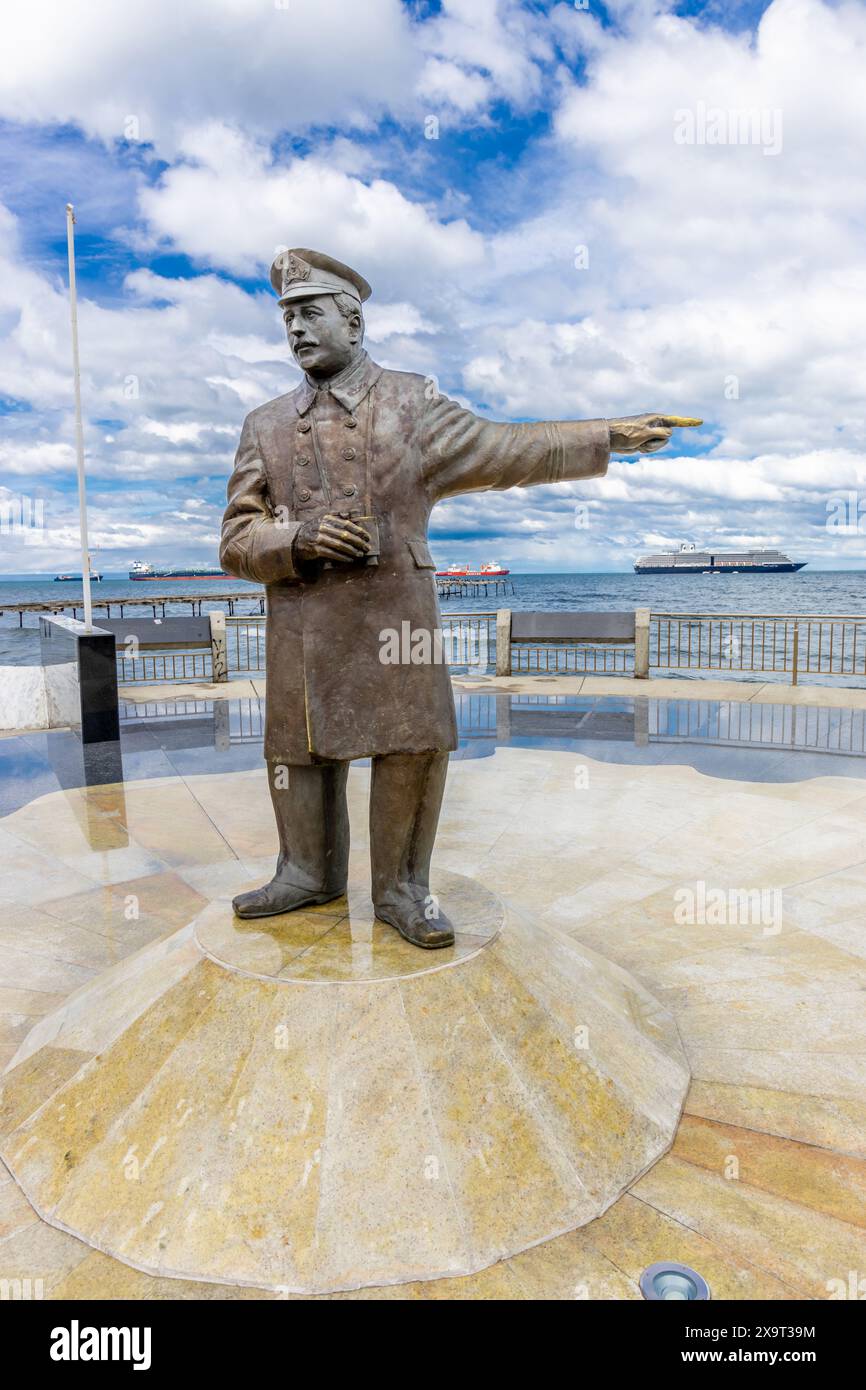 Punta Arenas city in Chile, Patagonia. Ships in port maritime old ...