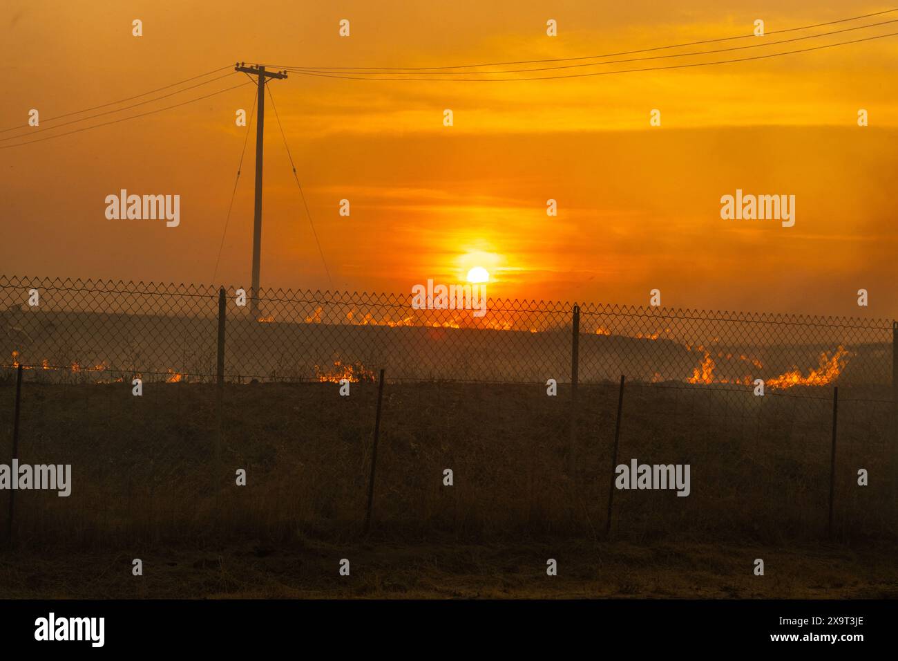 The Corral Fire near Tracy California, spot fires break out along Bird ...