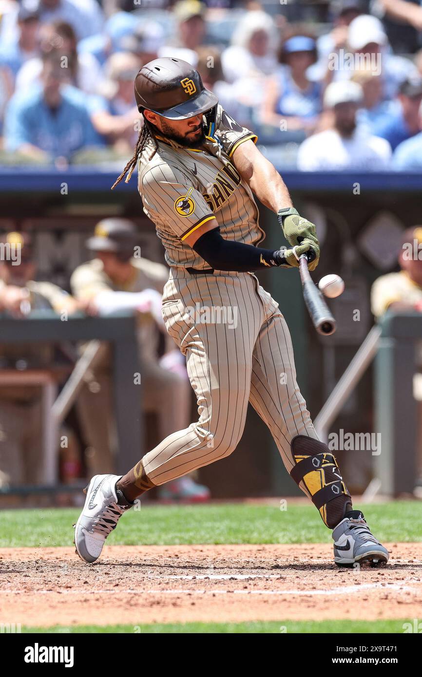 June 2, 2024: San Diego Padres outfielder Fernando Tatis Jr. (23) flies ...