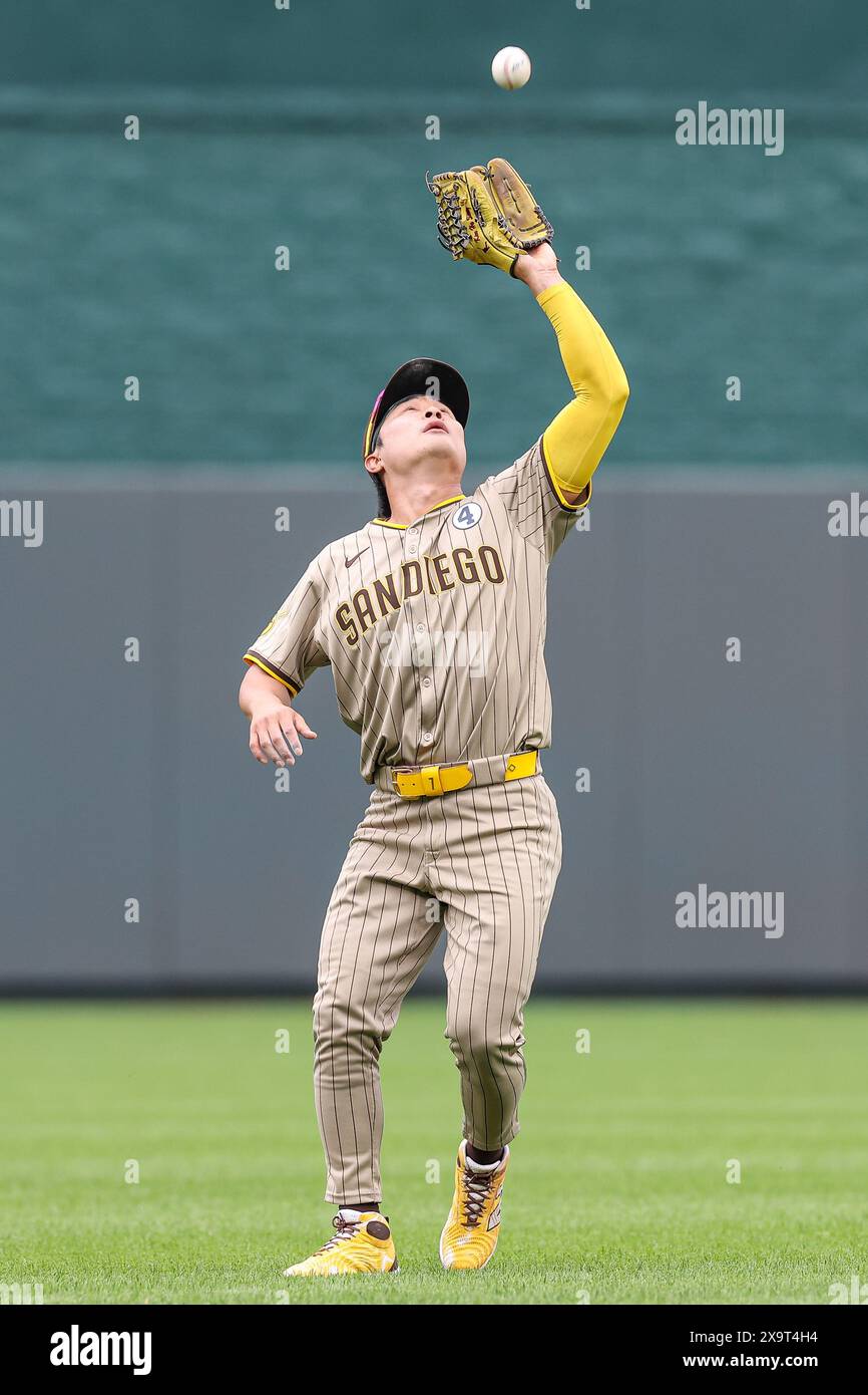 June 2, 2024: San Diego Padres shortstop Ha Seong Kim (7) catches a fly ...