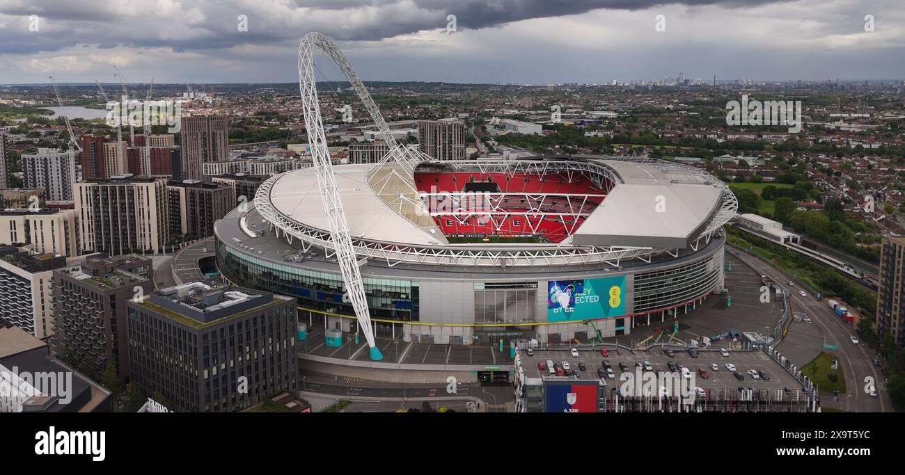 Wembley stadium London from above - aerial view over the famous ...