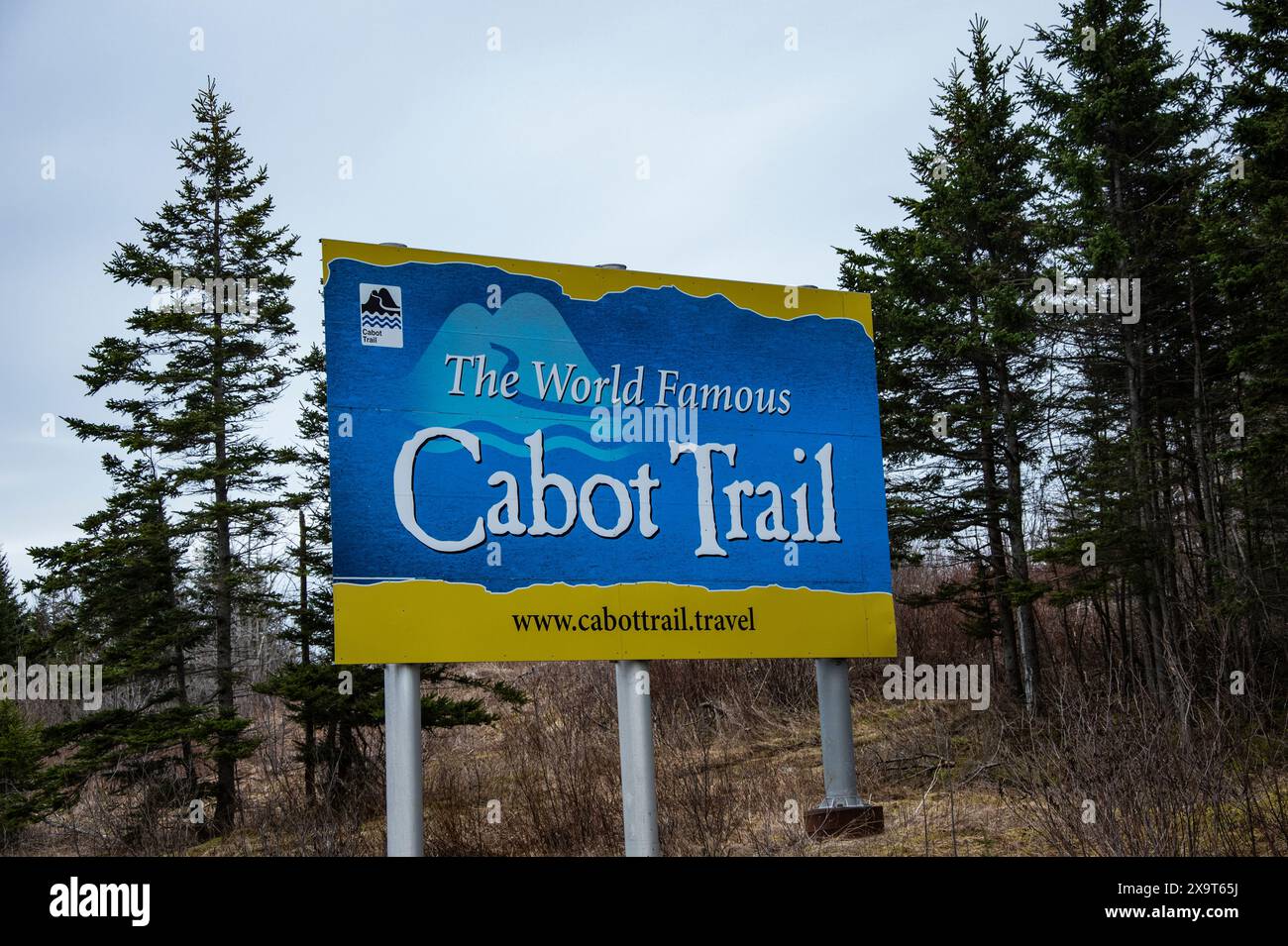 Cabot Trail sign on NS 104 in Aulds Cove, Nova Scotia, Canada Stock ...