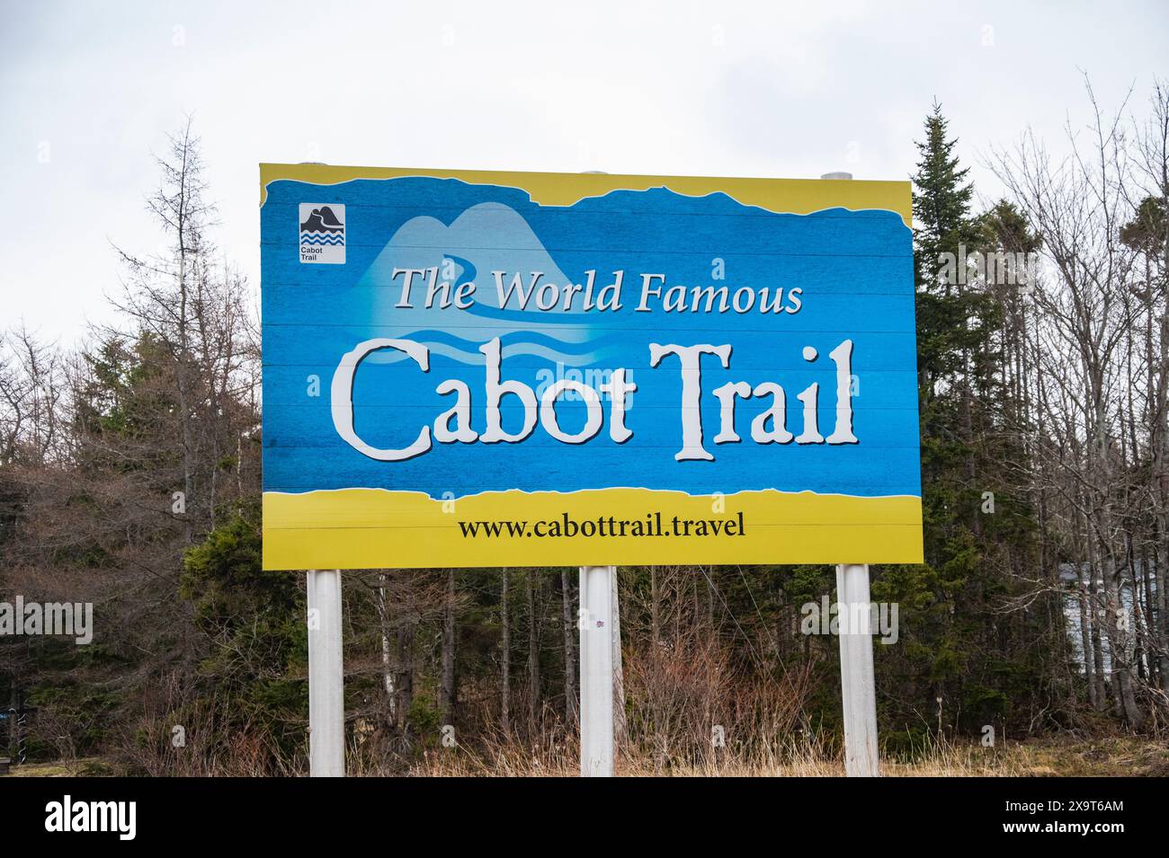 Cabot Trail sign on NS 104 in Aulds Cove, Nova Scotia, Canada Stock ...