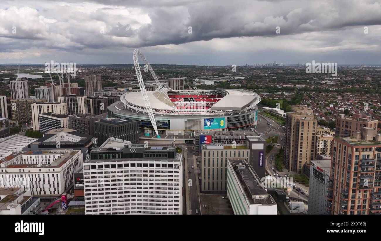 Wembley stadium London from above - aerial view over the famous ...