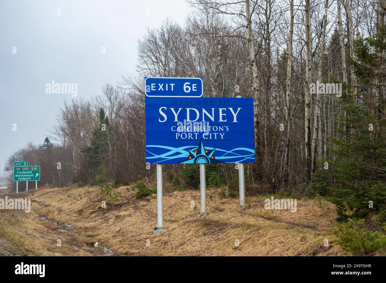 Welcome to Sydney sign on NS 125 in Nova Scotia, Canada Stock Photo - Alamy