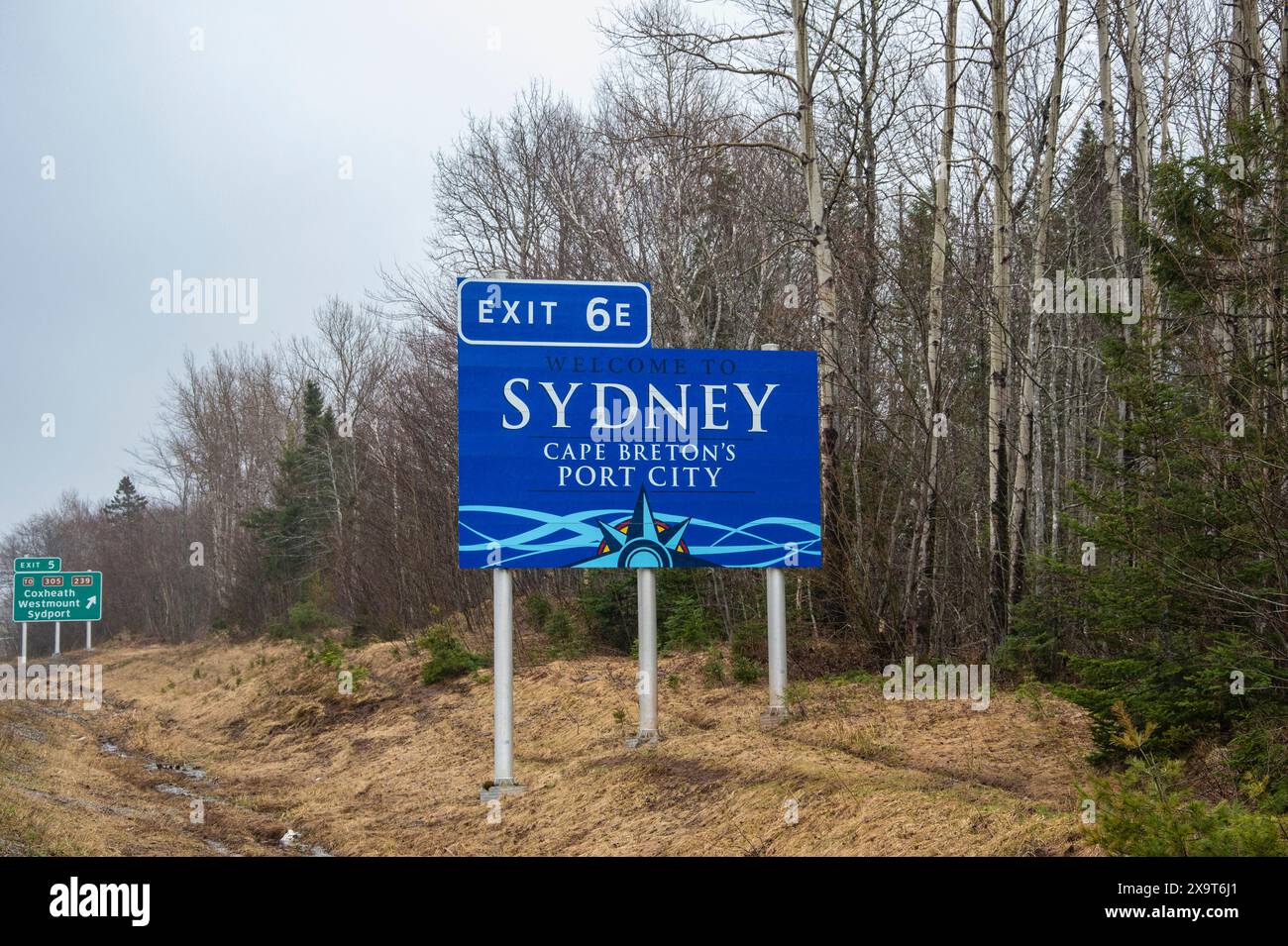 Welcome to Sydney sign on NS 125 in Nova Scotia, Canada Stock Photo - Alamy