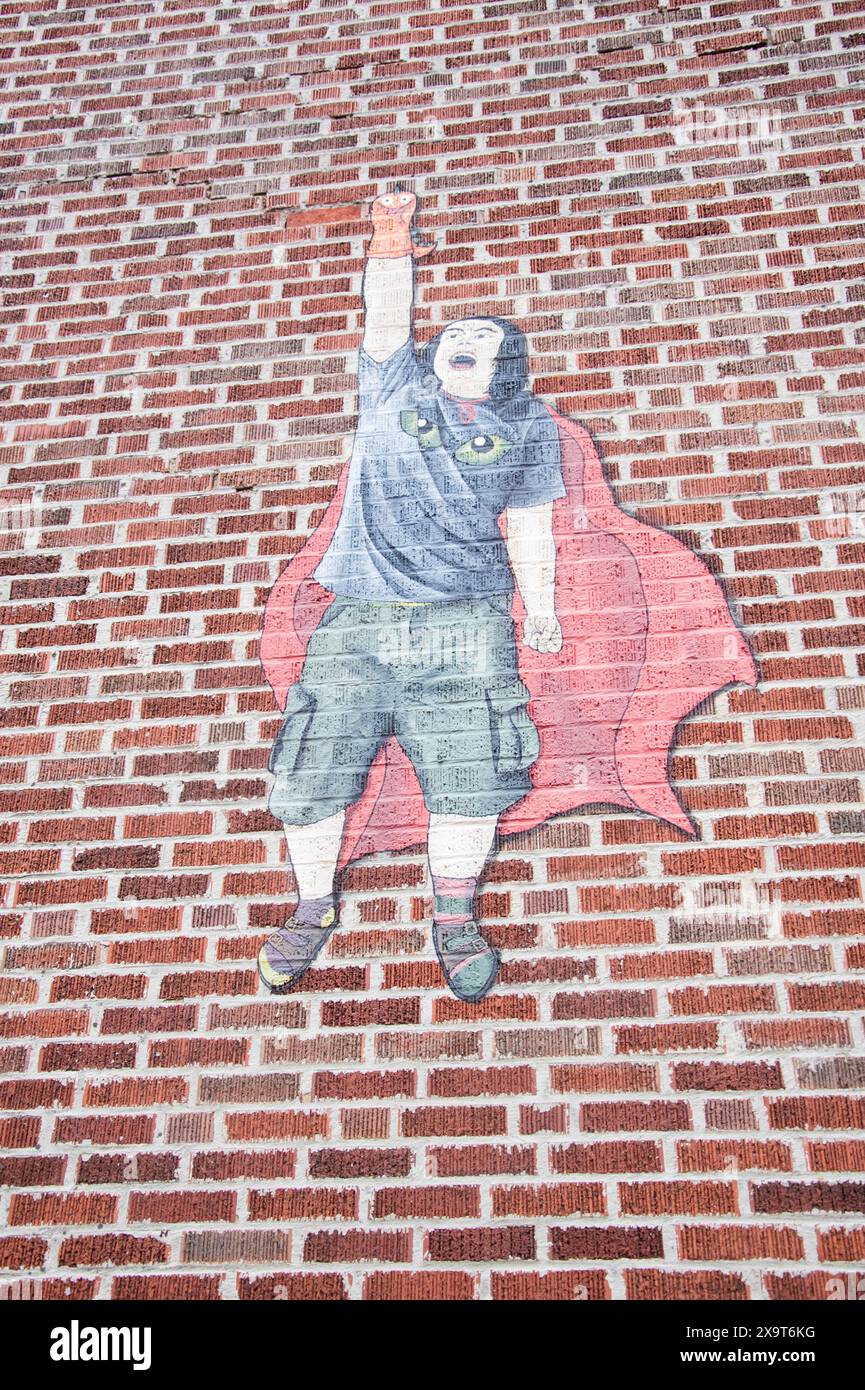 Super hero mural in downtown Sydney, Nova Scotia, Canada Stock Photo ...