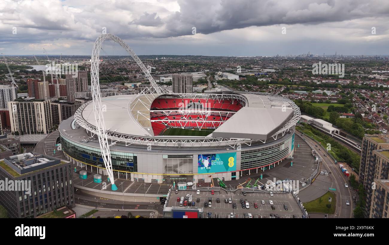 Wembley stadium London from above - aerial view over the famous ...