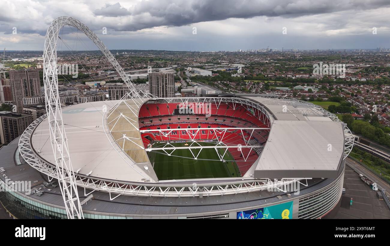 Spectacular aerial view over Wembley stadium London from above - the ...