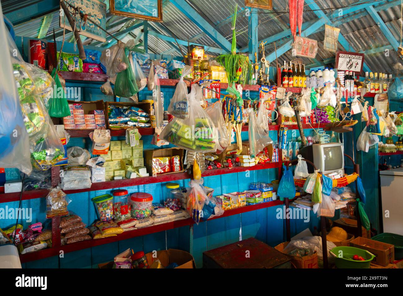 Colourful shop display on the Amazon river Stock Photo - Alamy