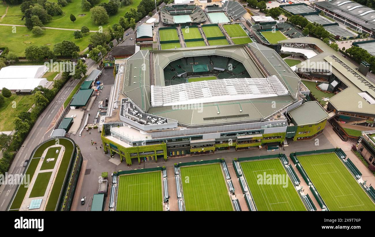 Wimbledon - Flight over the famous Tennis courts - aerial view over the ...
