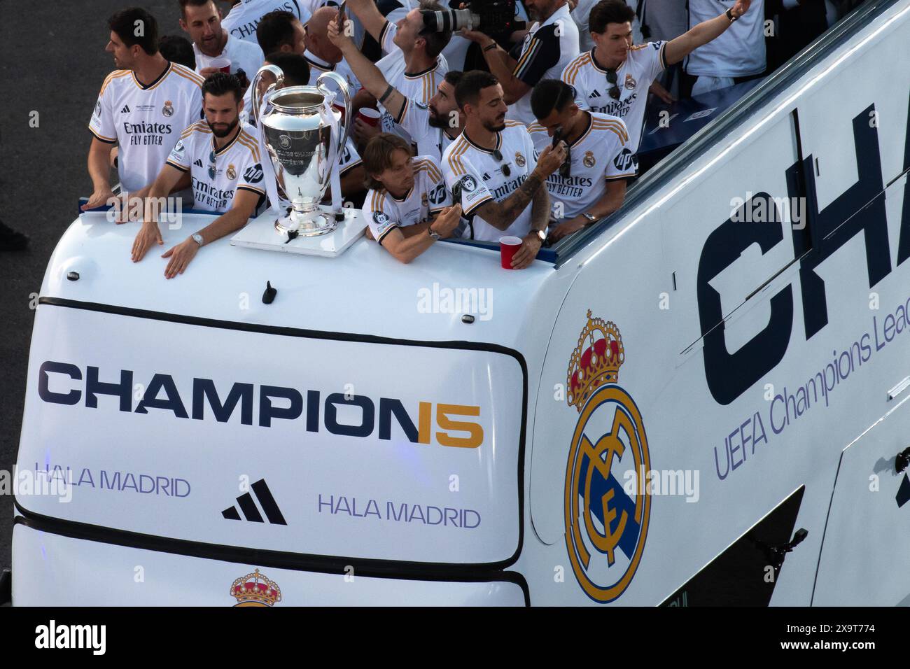 Madrid, Spain. 02nd June, 2024. Real Madrid players celebrating at ...