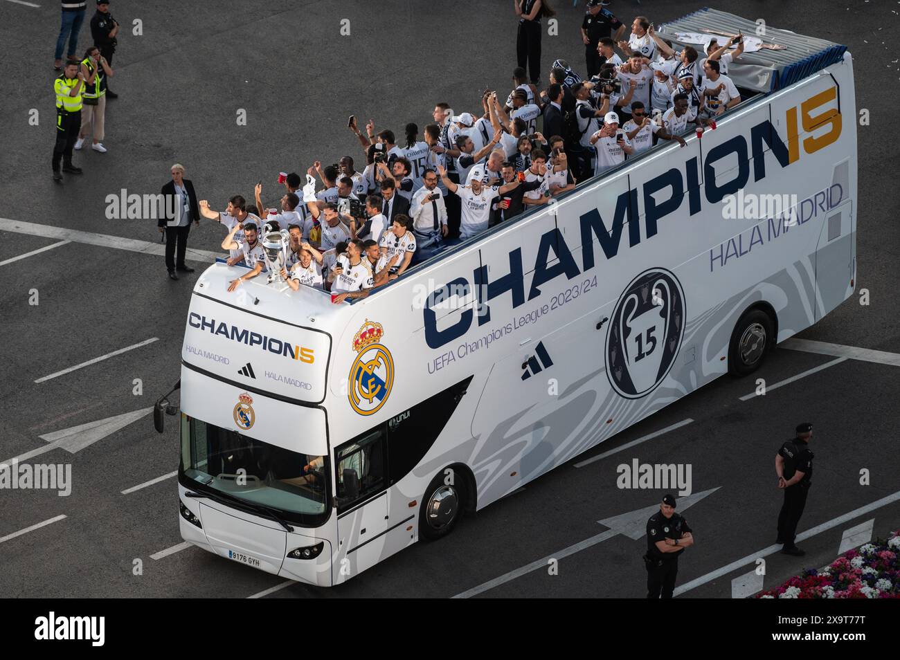 Madrid, Spain. 02nd June, 2024. Real Madrid players celebrating at ...