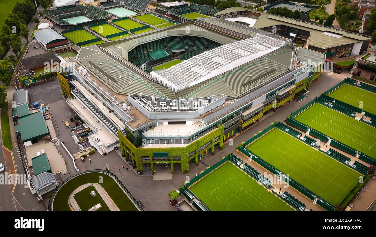Wimbledon - Flight over the famous Tennis courts - aerial view over the ...