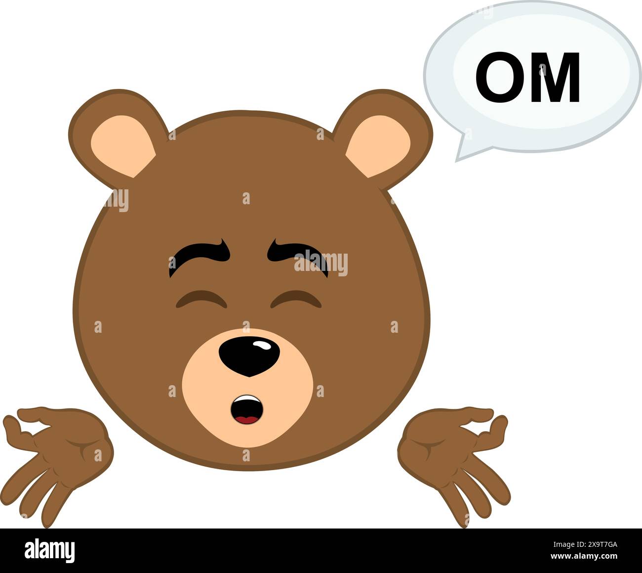 vector illustration face brown bear grizzly cartoon meditating with a ...