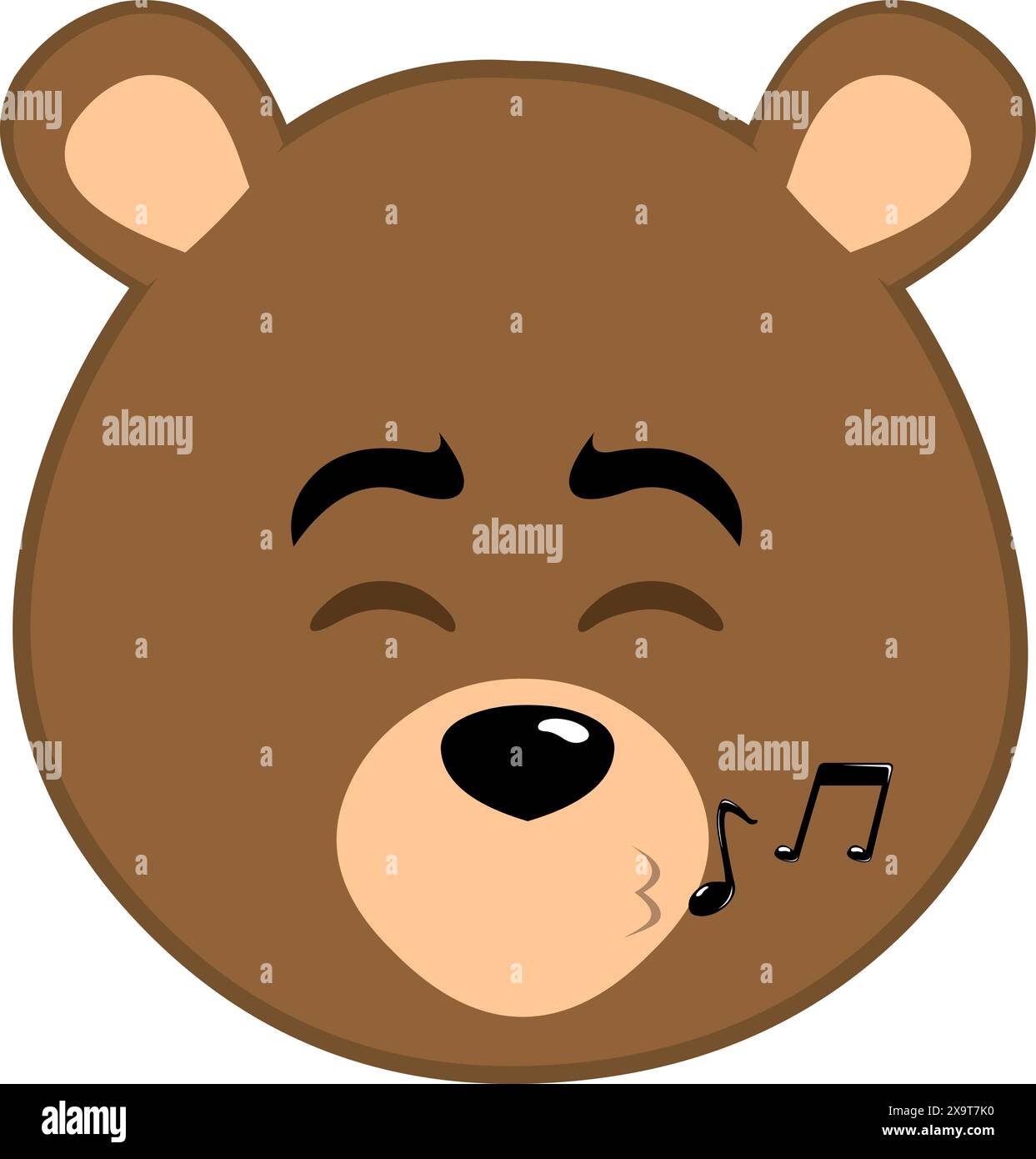 vector illustration face brown bear grizzly cartoon whistling with ...