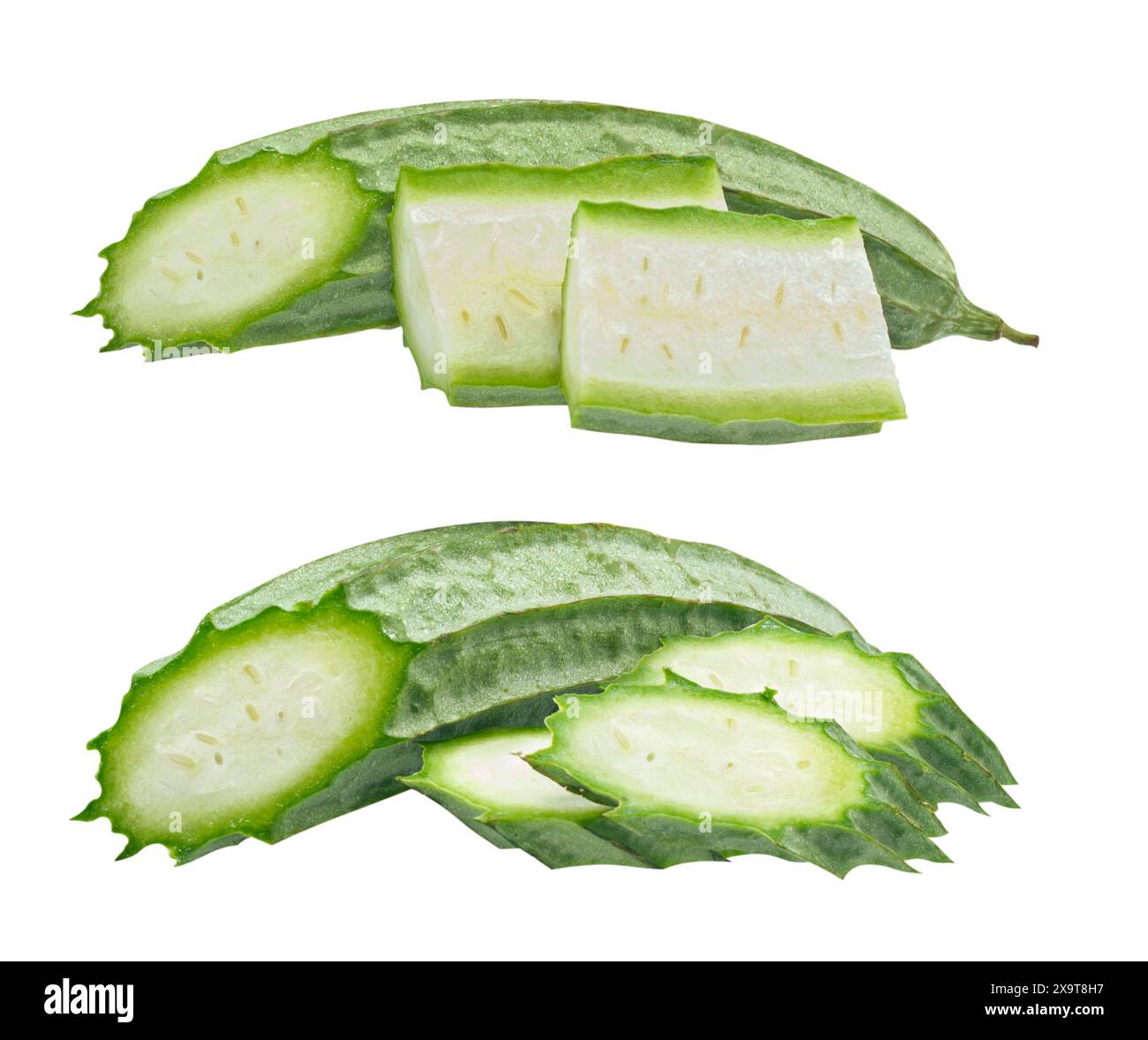 Green Luffa acutangula isolated on white background Stock Photo - Alamy