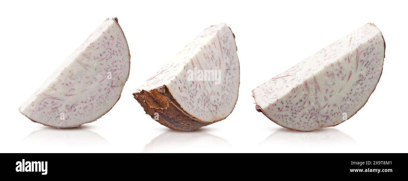 Set of fresh taro root isolated on a white background Stock Photo - Alamy