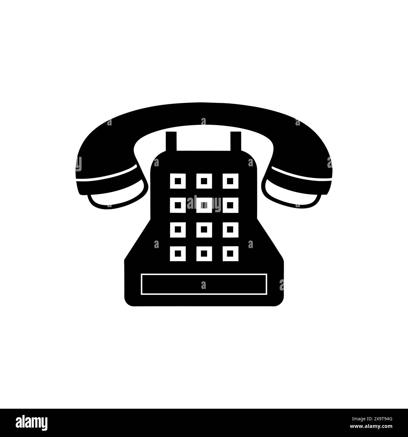 Retro keypad phone. Black silhouette. Classic design. Vector icon Stock ...