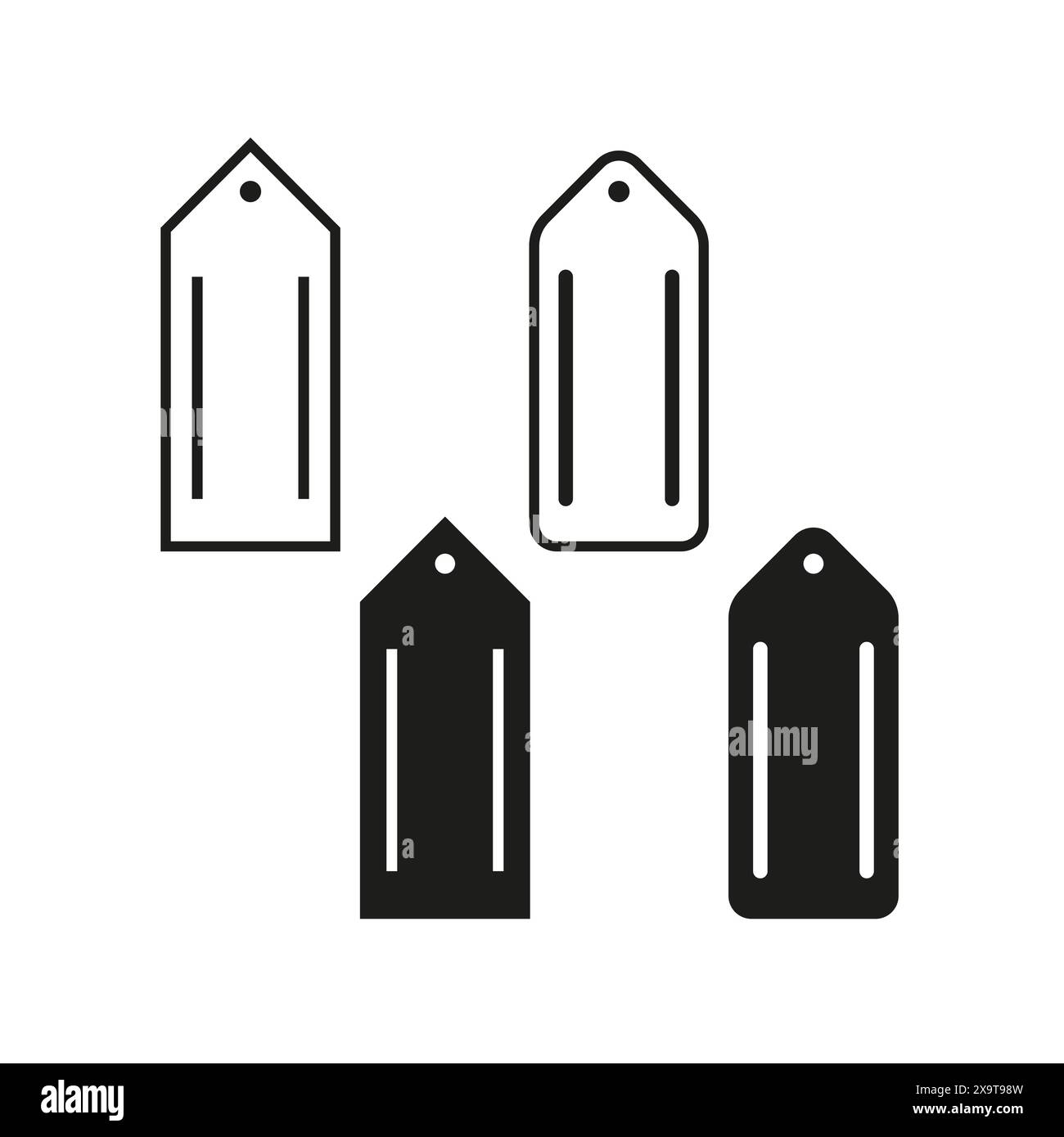 Blank tag icons. Black and white. Simple label shapes. Modern vector ...
