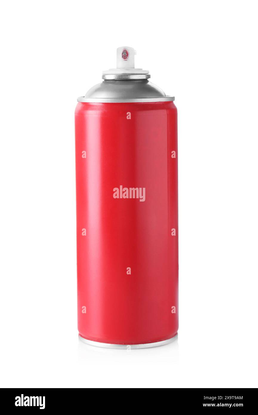 One red spray paint can isolated on white Stock Photo - Alamy