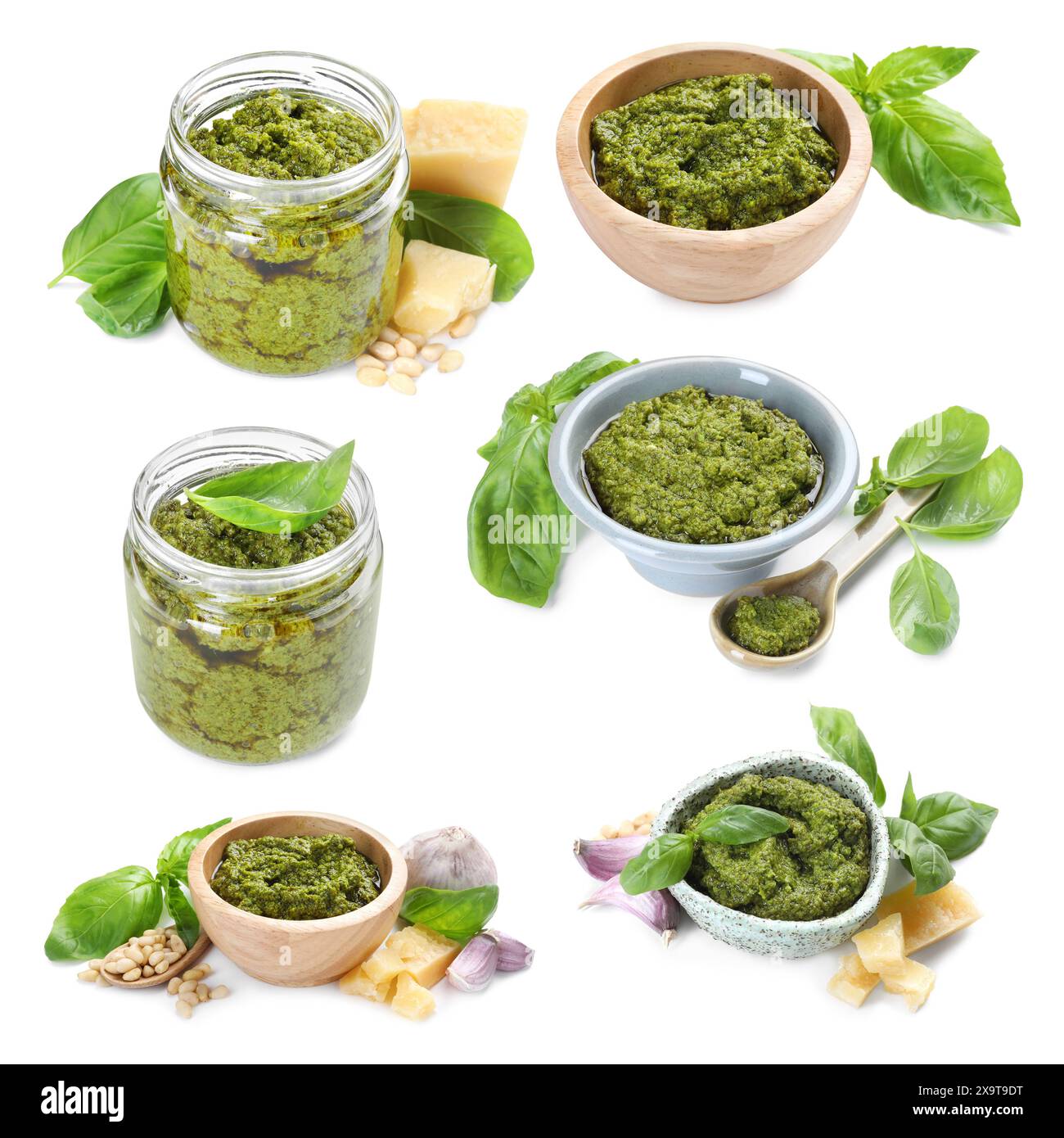 Collage tasty pesto sauce hi-res stock photography and images - Alamy