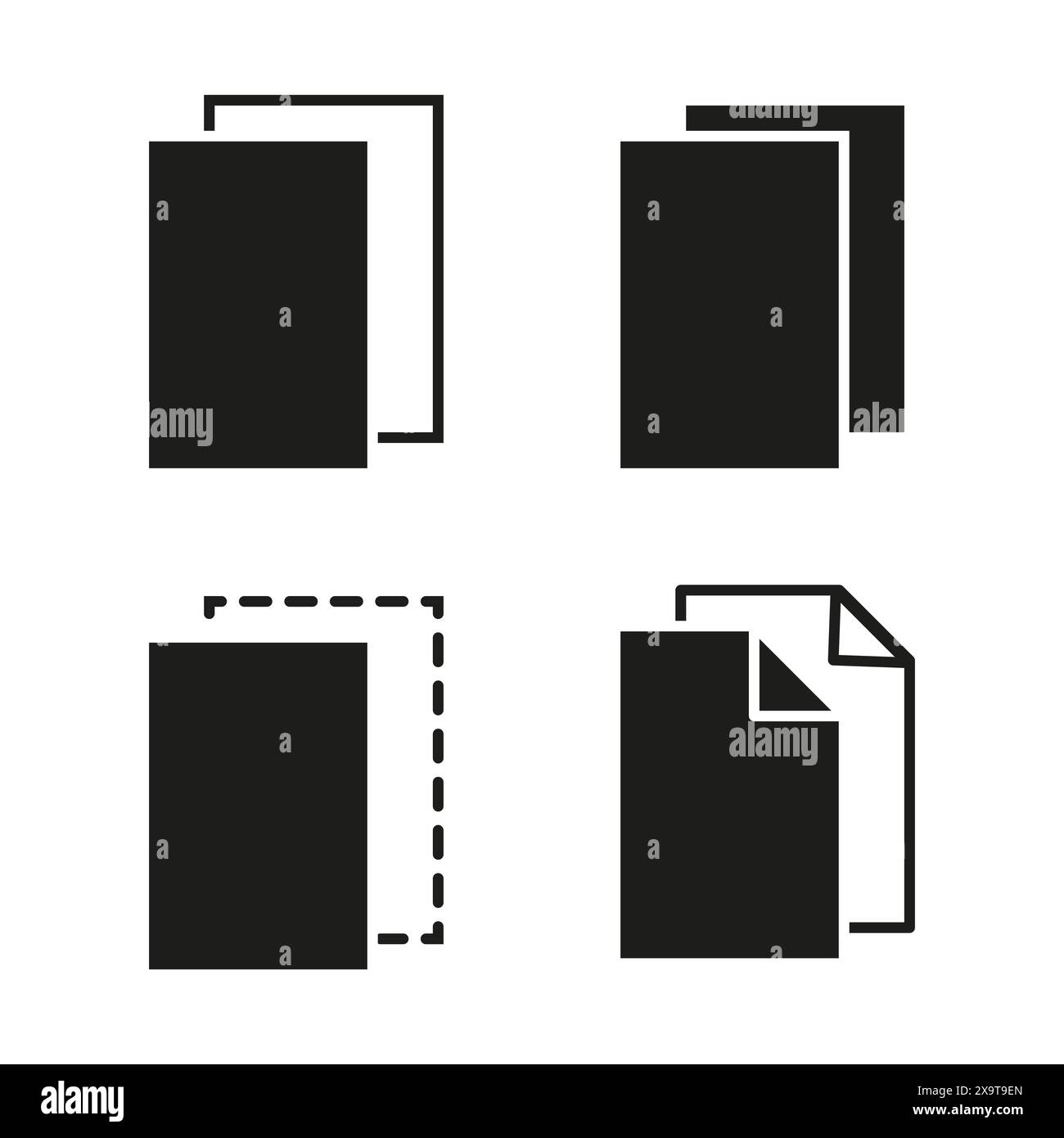 Document icon set. Simple vector graphics. Black and white designs ...