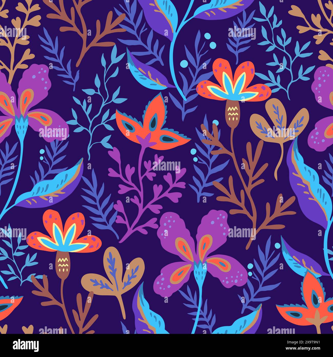 Ornamental floral pattern with stylized ornate floral elements. Vector ...