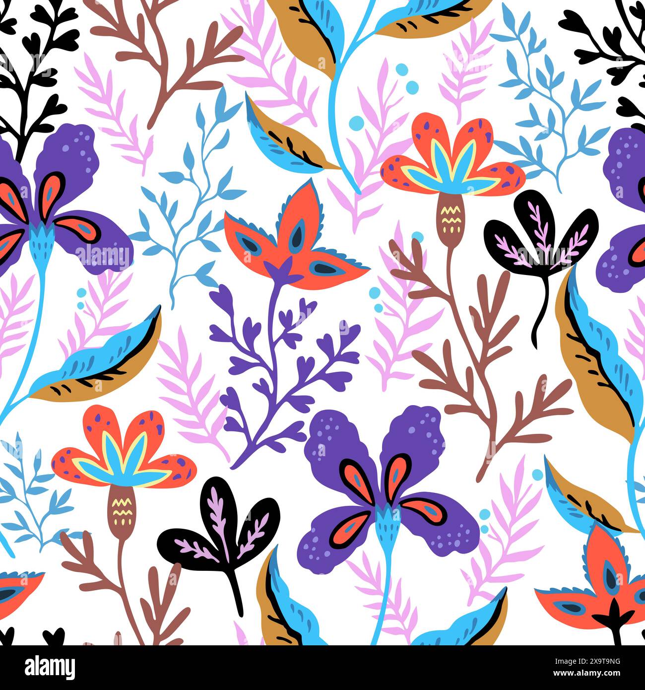 Ornamental floral pattern with stylized ornate floral elements. Vector ...