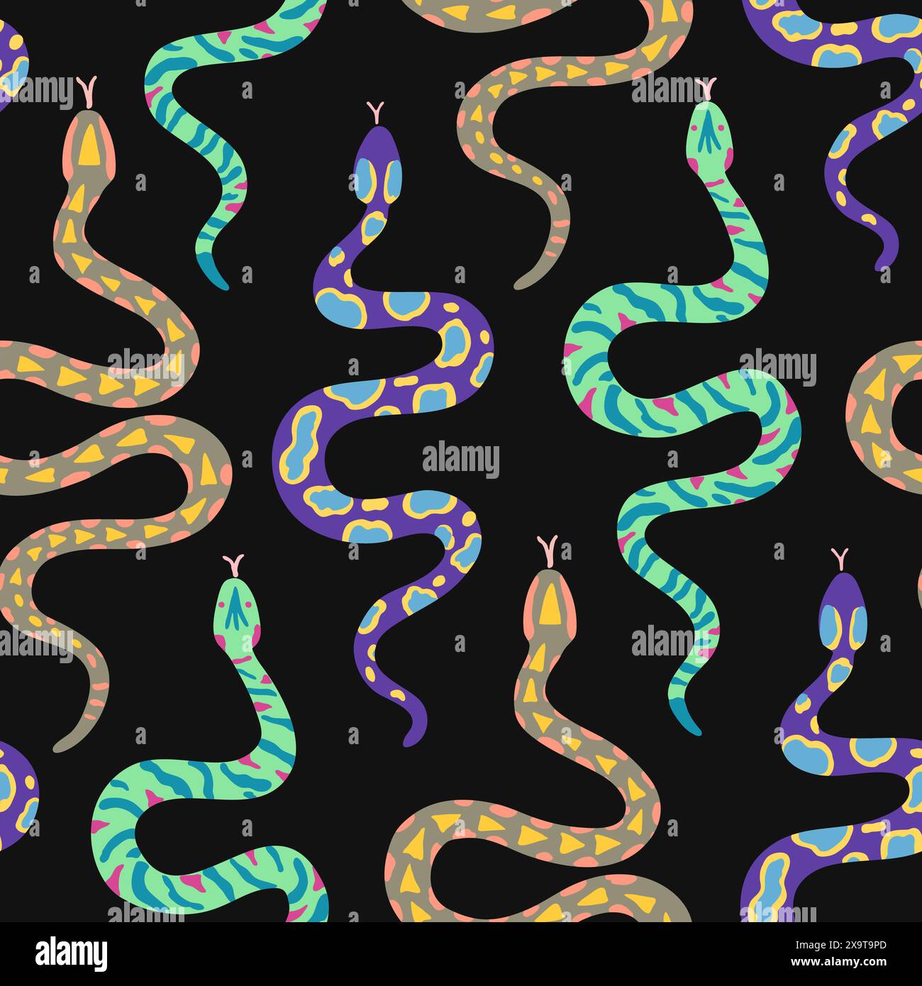 Seamless pattern with snakes. Vector illustration in simple ...