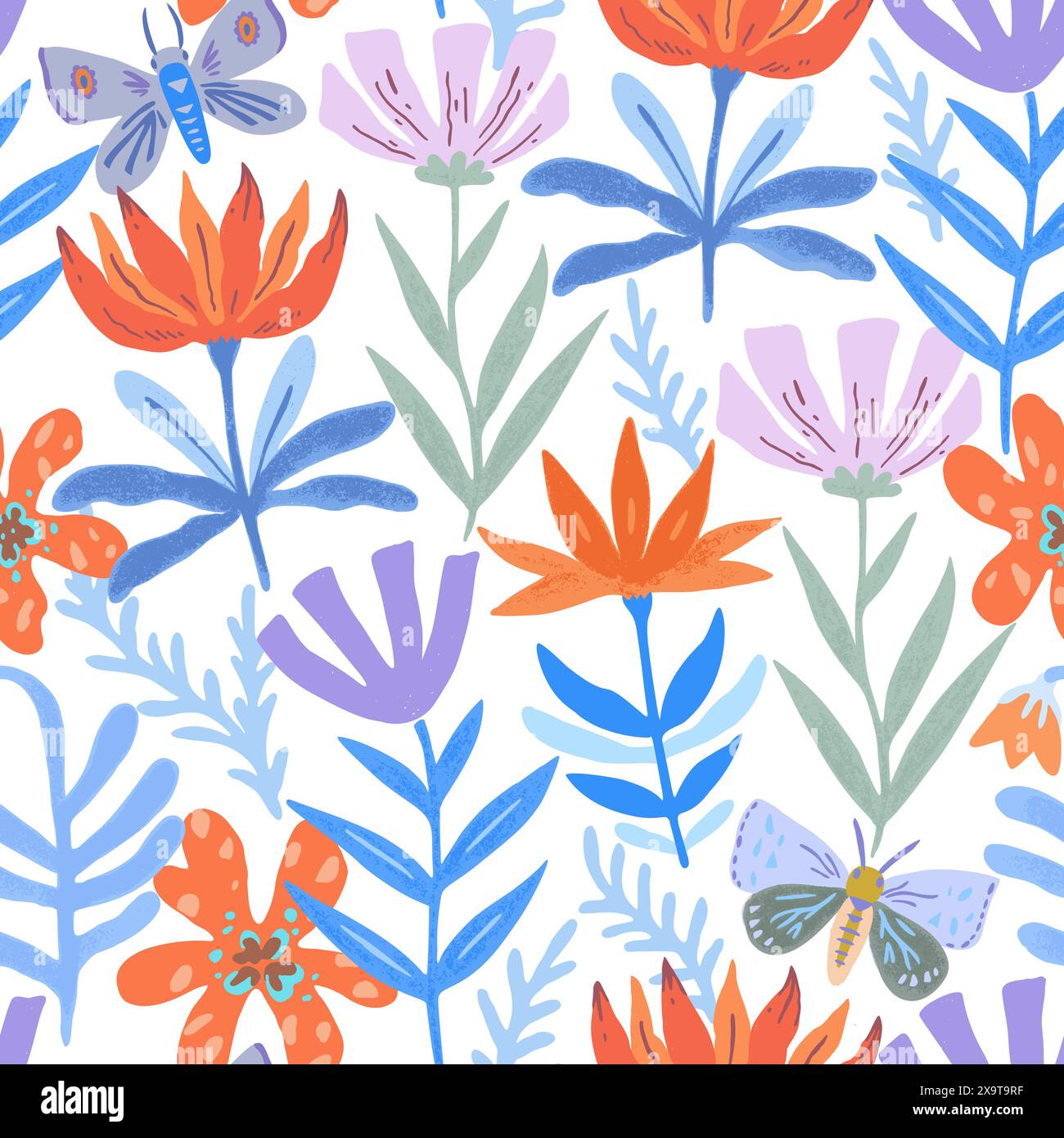 Seamless pattern with gentle abstract flowers. Modern floral shapes in ...