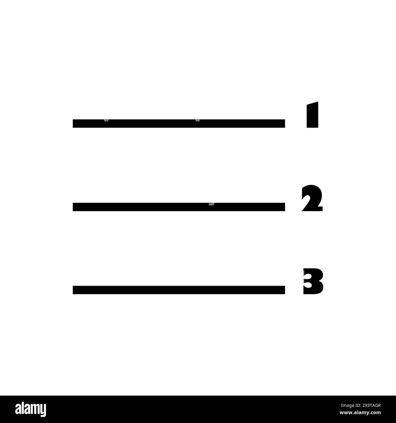 Numbered list icon. Horizontal lines. Monochrome design. Vector symbol ...