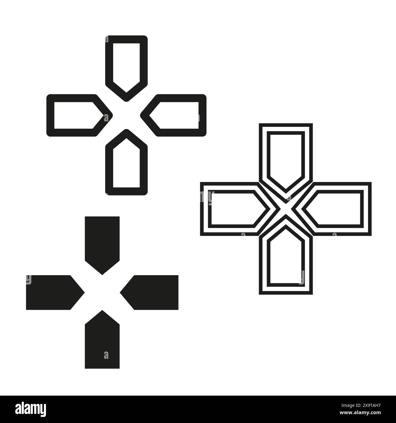 Geometric cross icons. Black and white. Minimalist design. Vector ...