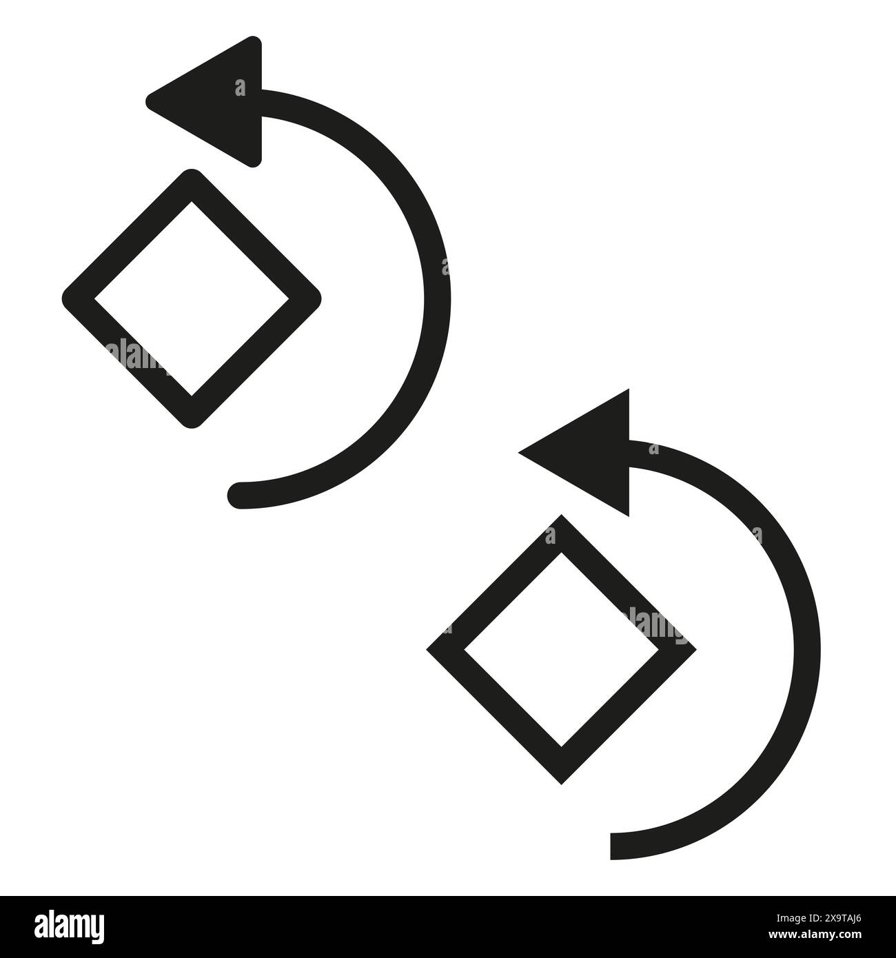 Rotating diamond icons. Circular arrows. Dynamic motion. Vector symbols ...