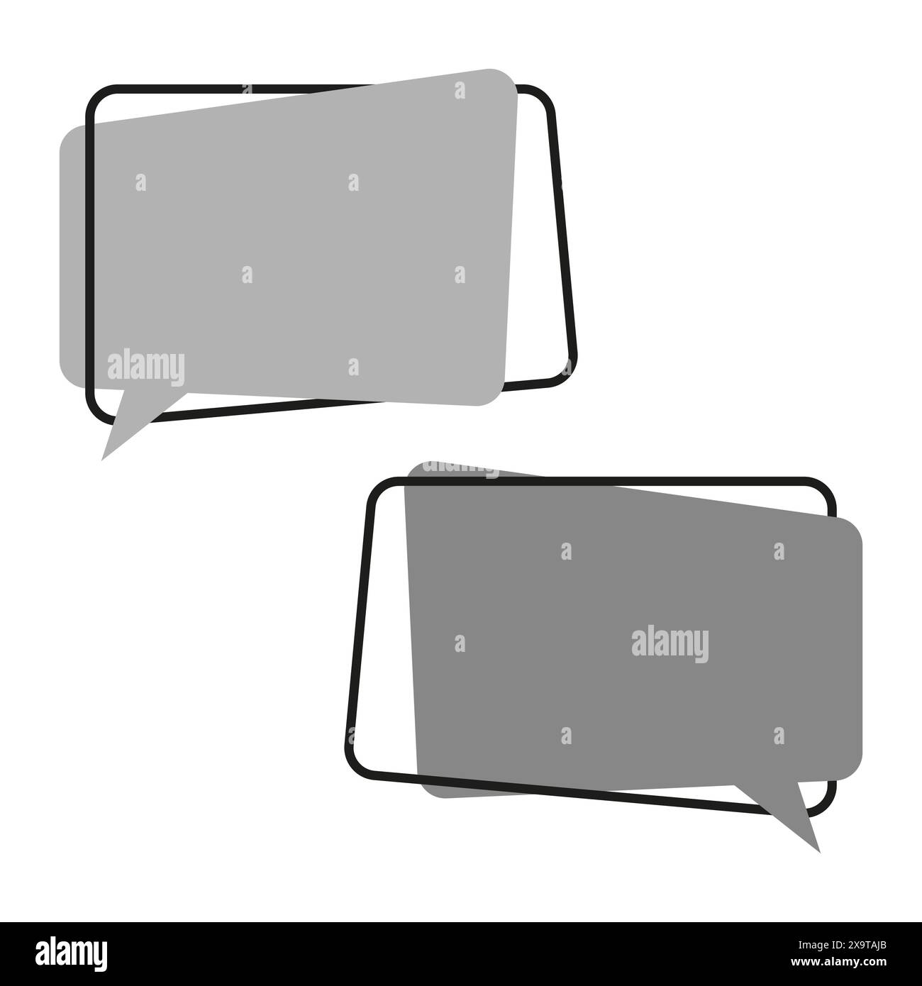 Grey speech bubbles. Overlapping rectangle shapes. Modern minimalist design. Vector illustration ...