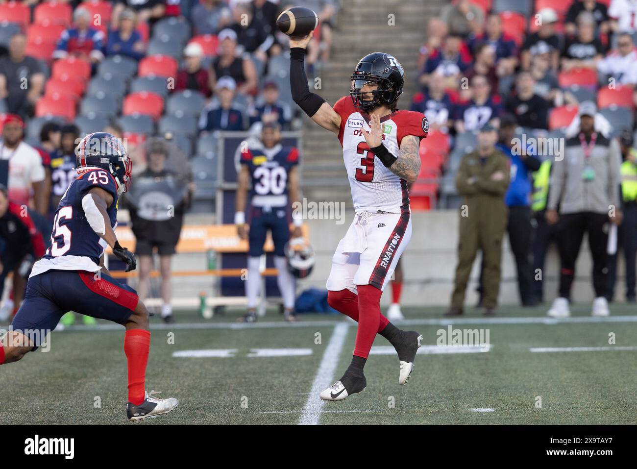 Ottawa, Canada. 31st May, 2024. Ottawa Redblacks quarterback Dru Brown ...