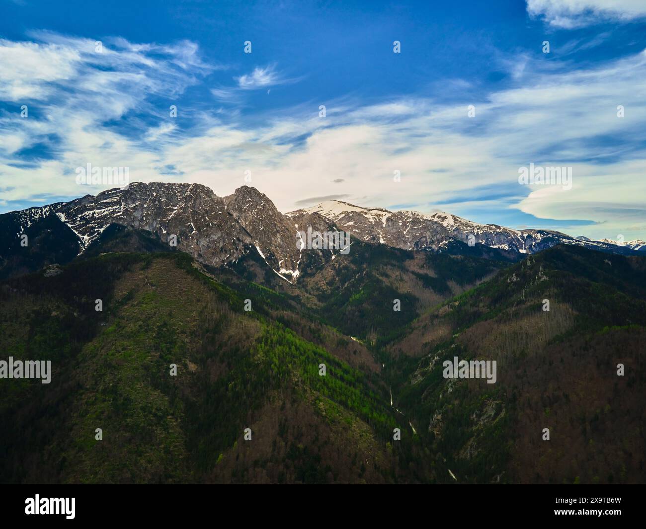 Aerial view of Giewont summit in Tatra mountains. Panoramic landscape ...