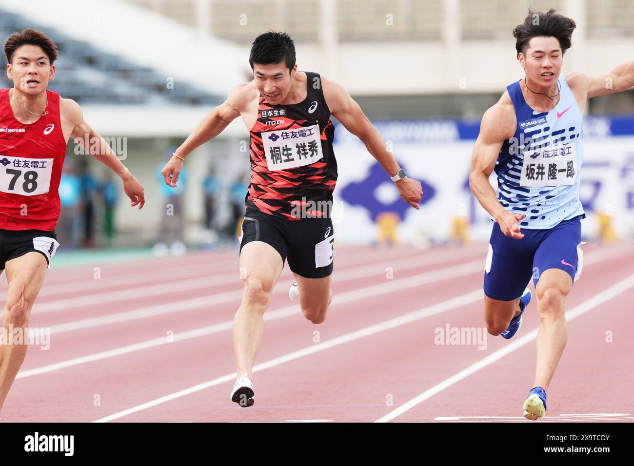 Tottori, Japan. 2nd June, 2024. (L-R) Ryo Wada, Yoshihide Kiryu, Ryuichiro Sakai Athletics ...