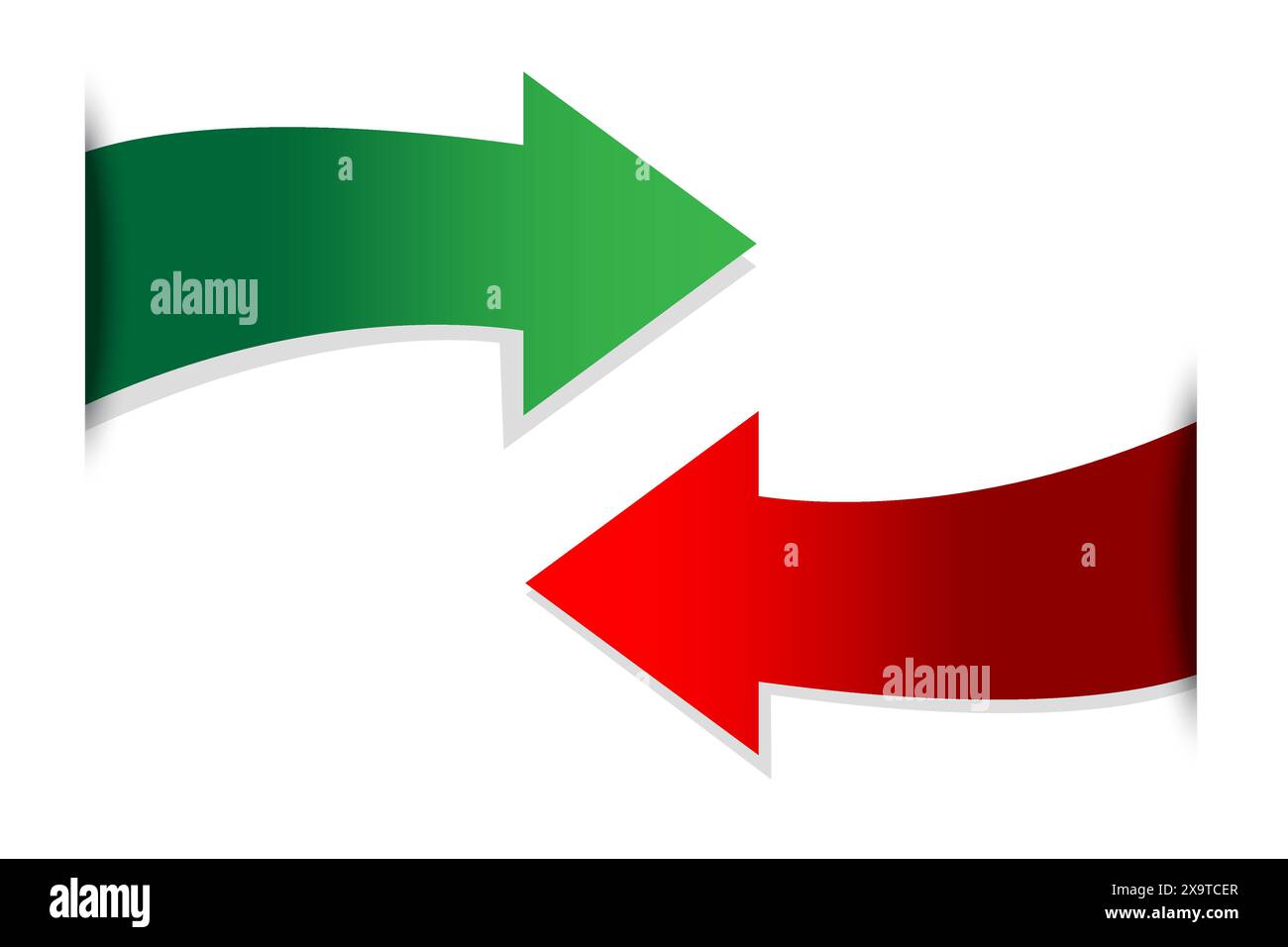 Red and green arrows. Gradient fill. Opposite directions. Vector ...