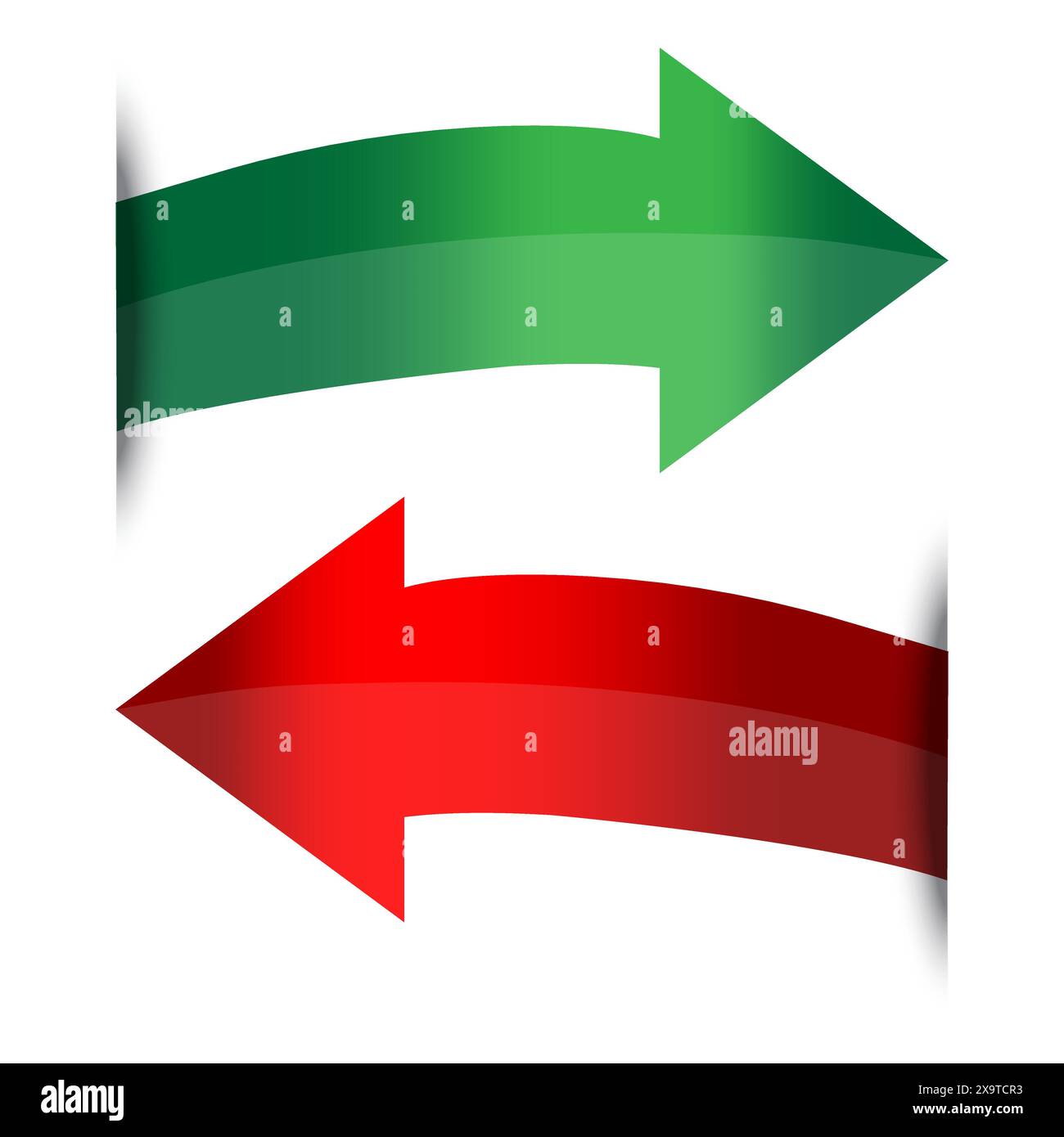 Red And Green Arrows Gradient Fill Opposite Directions Vector