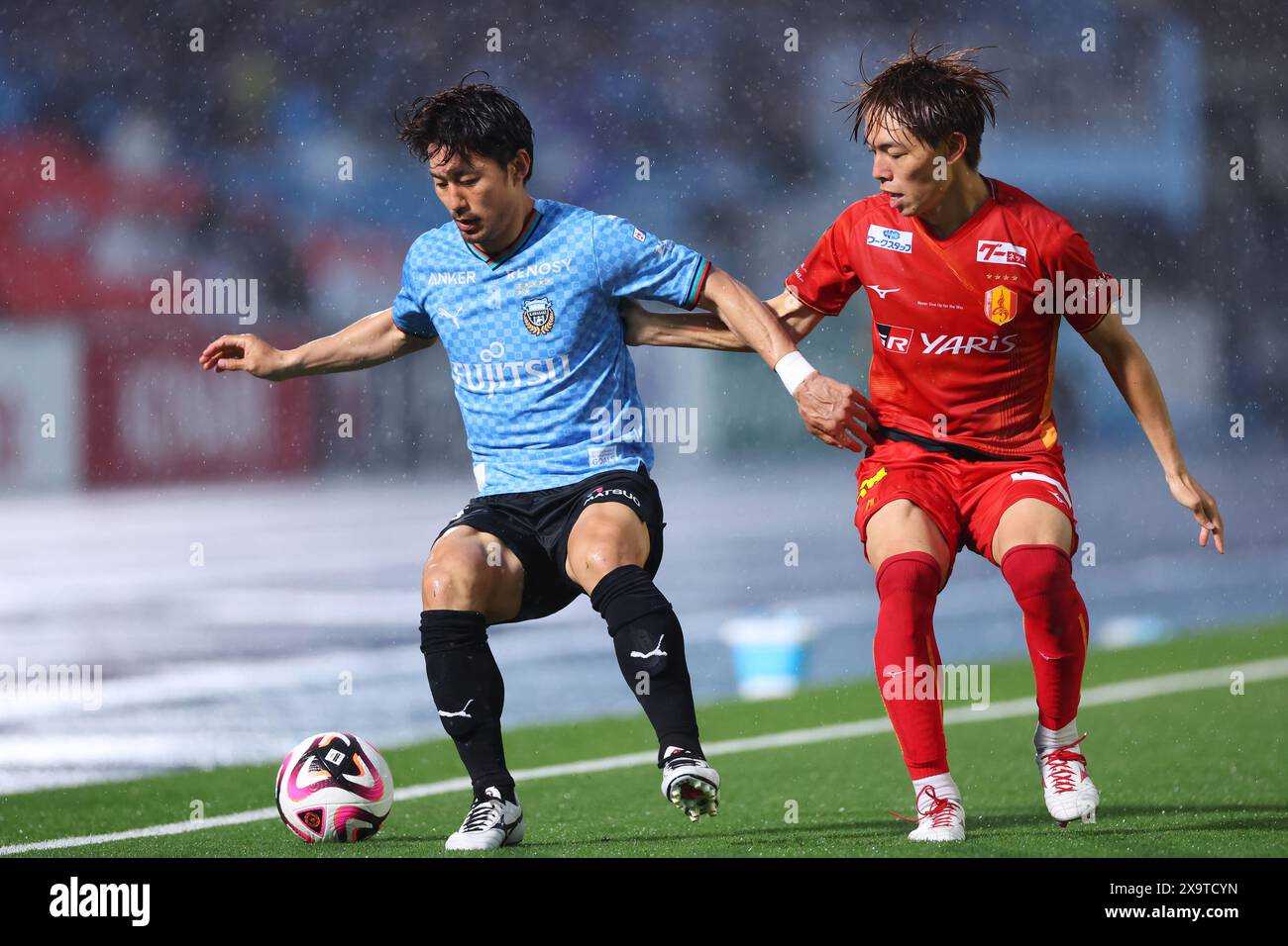 (L to R) Akihiro Ienaga (Frontale), Takuya Uchida (Grampus), JUNE 2, 2024 - Football / Soccer ...