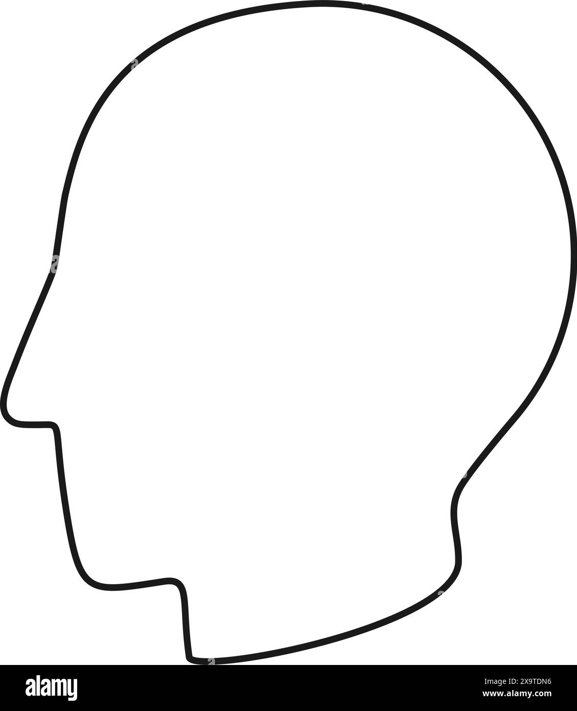 Simple outline of a human head in profile or side on view in vector ...