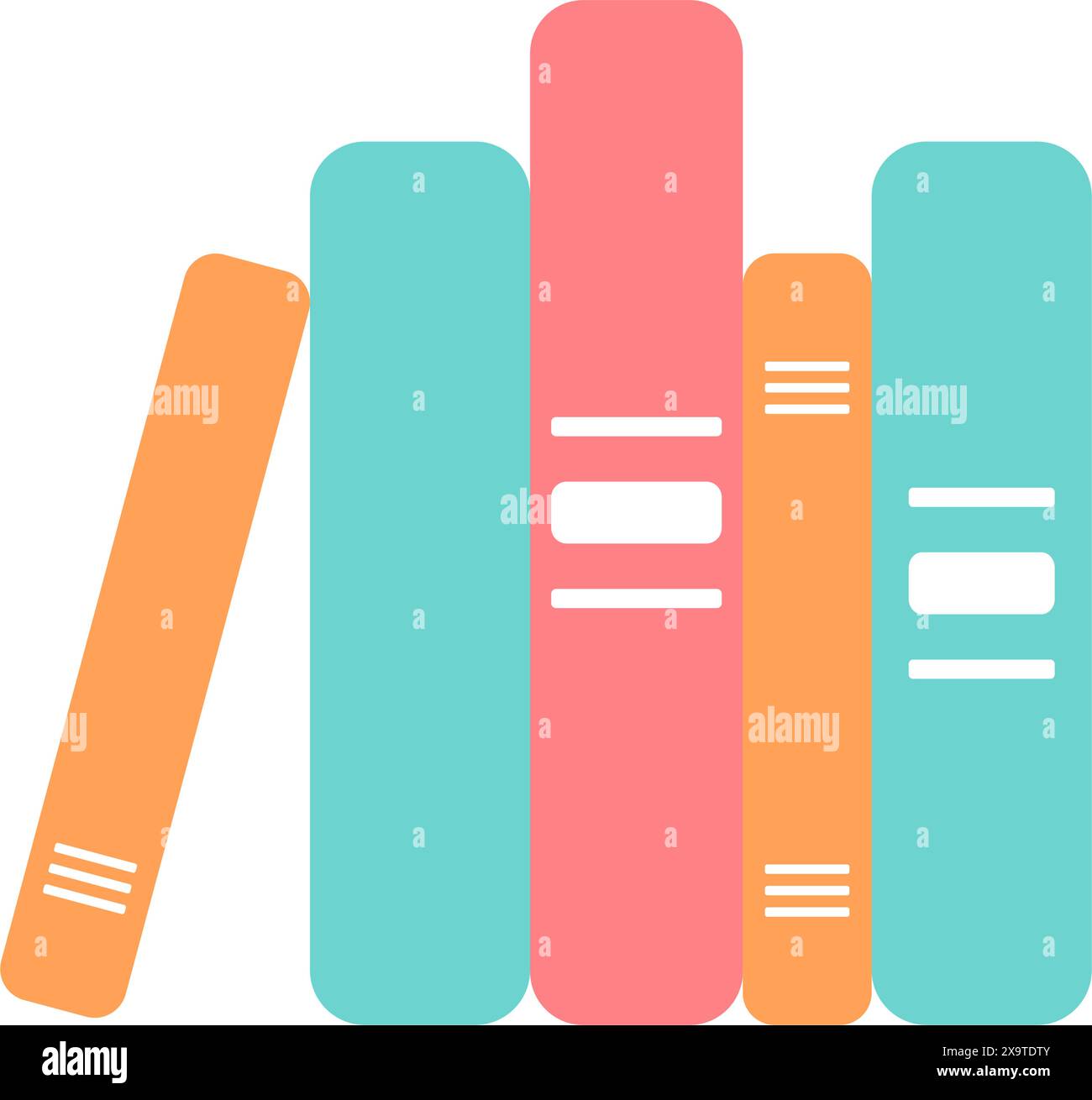 Simple colourful set of books sitting in a row in vector Stock Vector ...