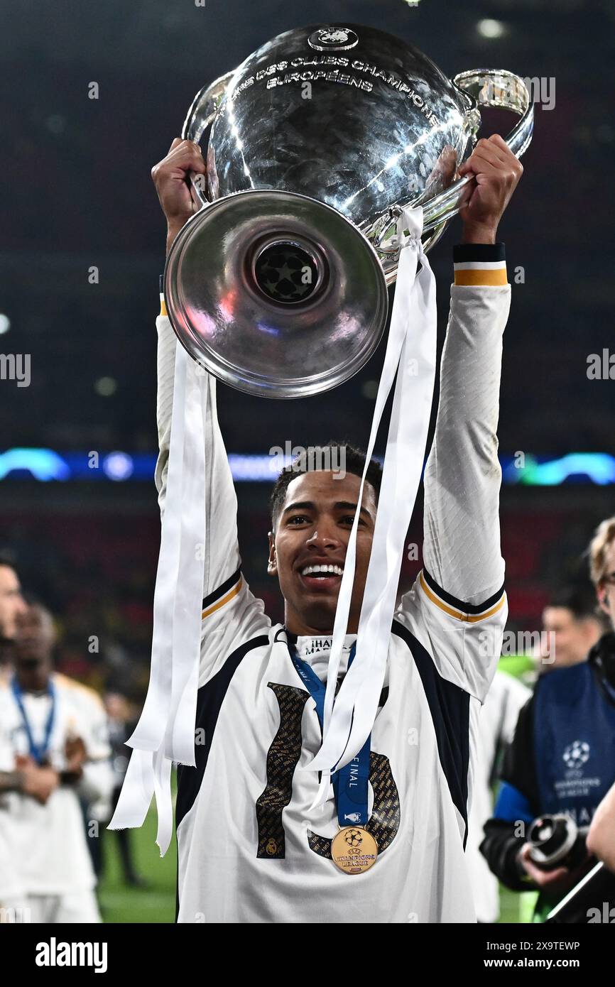 LONDON, ENGLAND - JUNE 1: Jude Bellingham of Real Madrid celebrates ...