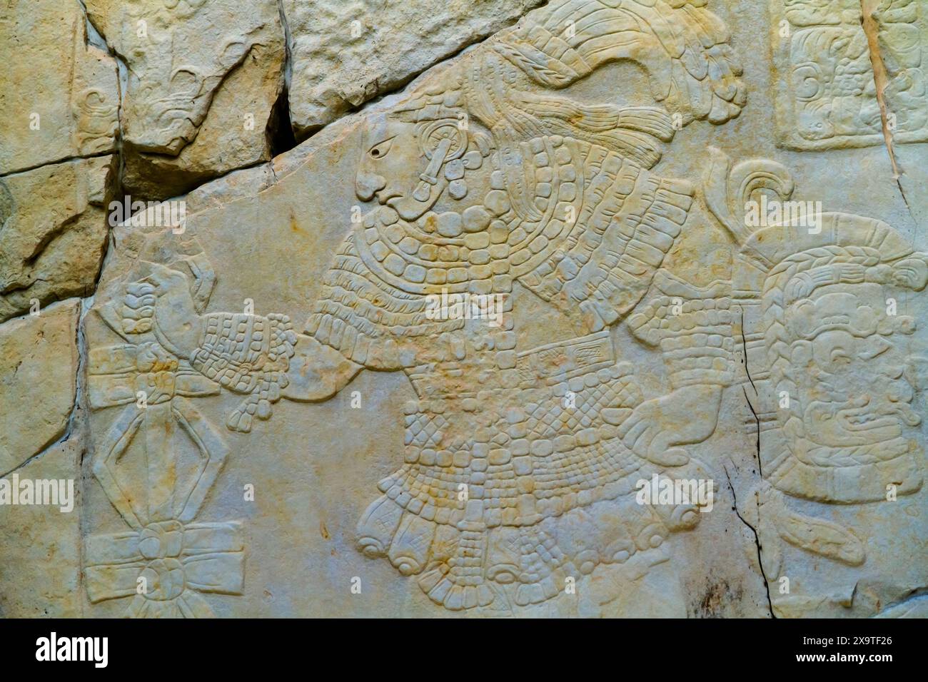 Carving of mayan priest in religious ceremony in Mexico Stock Photo - Alamy