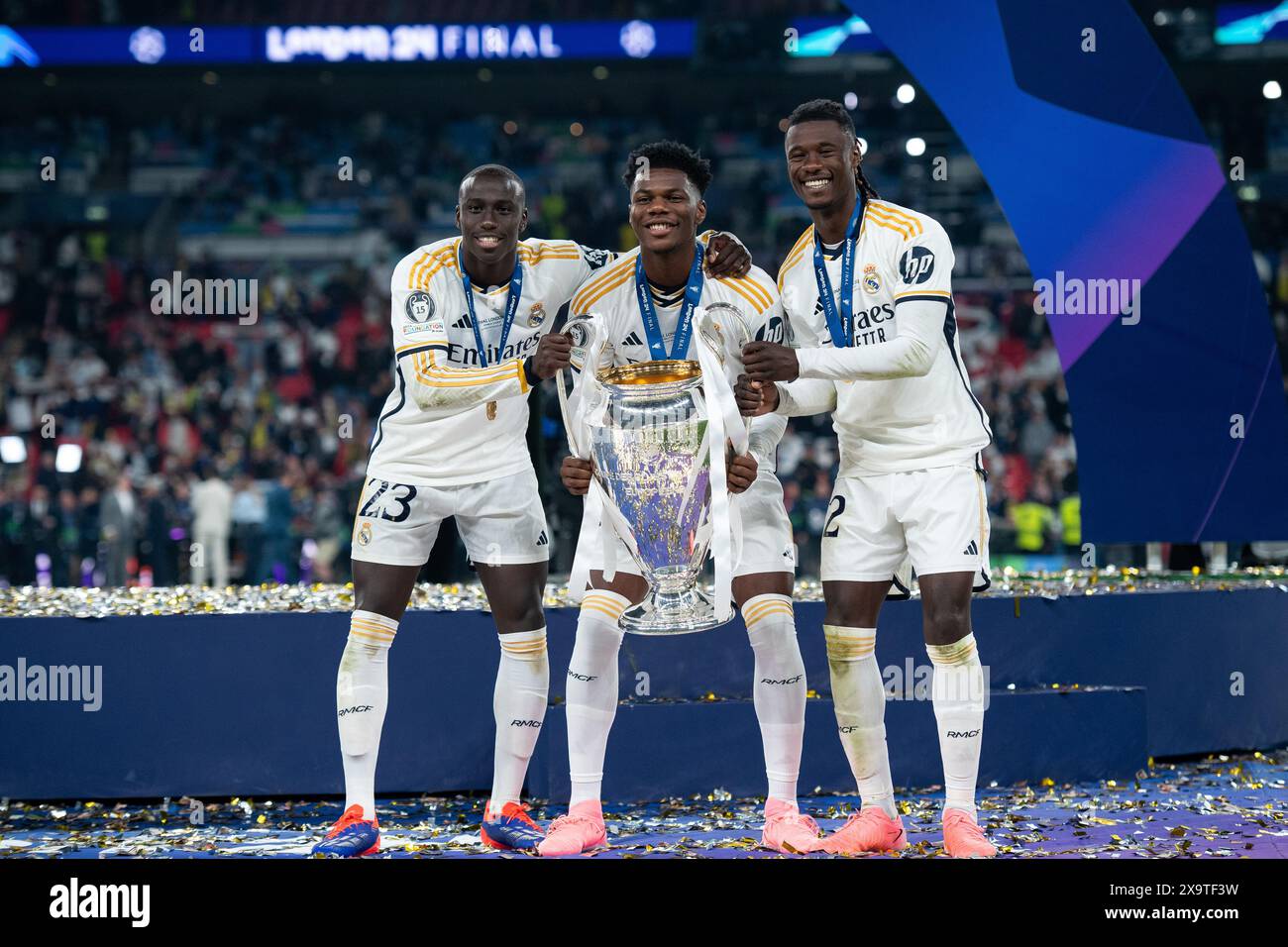 LONDON, ENGLAND - JUNE 1: Ferland Mendy, Aurelien Tchouameni and ...