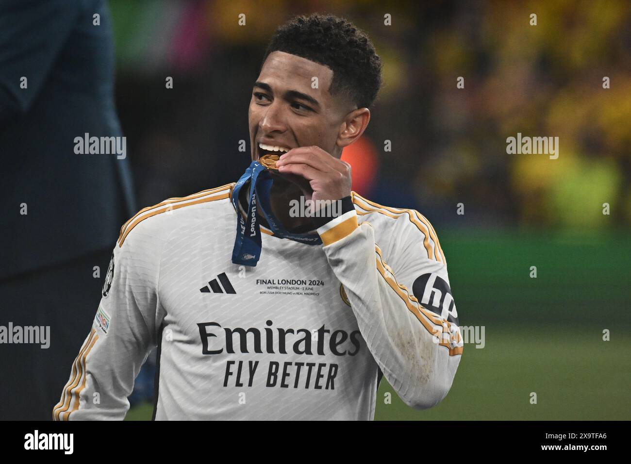 LONDON, ENGLAND - JUNE 1: Jude Bellingham of Real Madrid celebrates ...