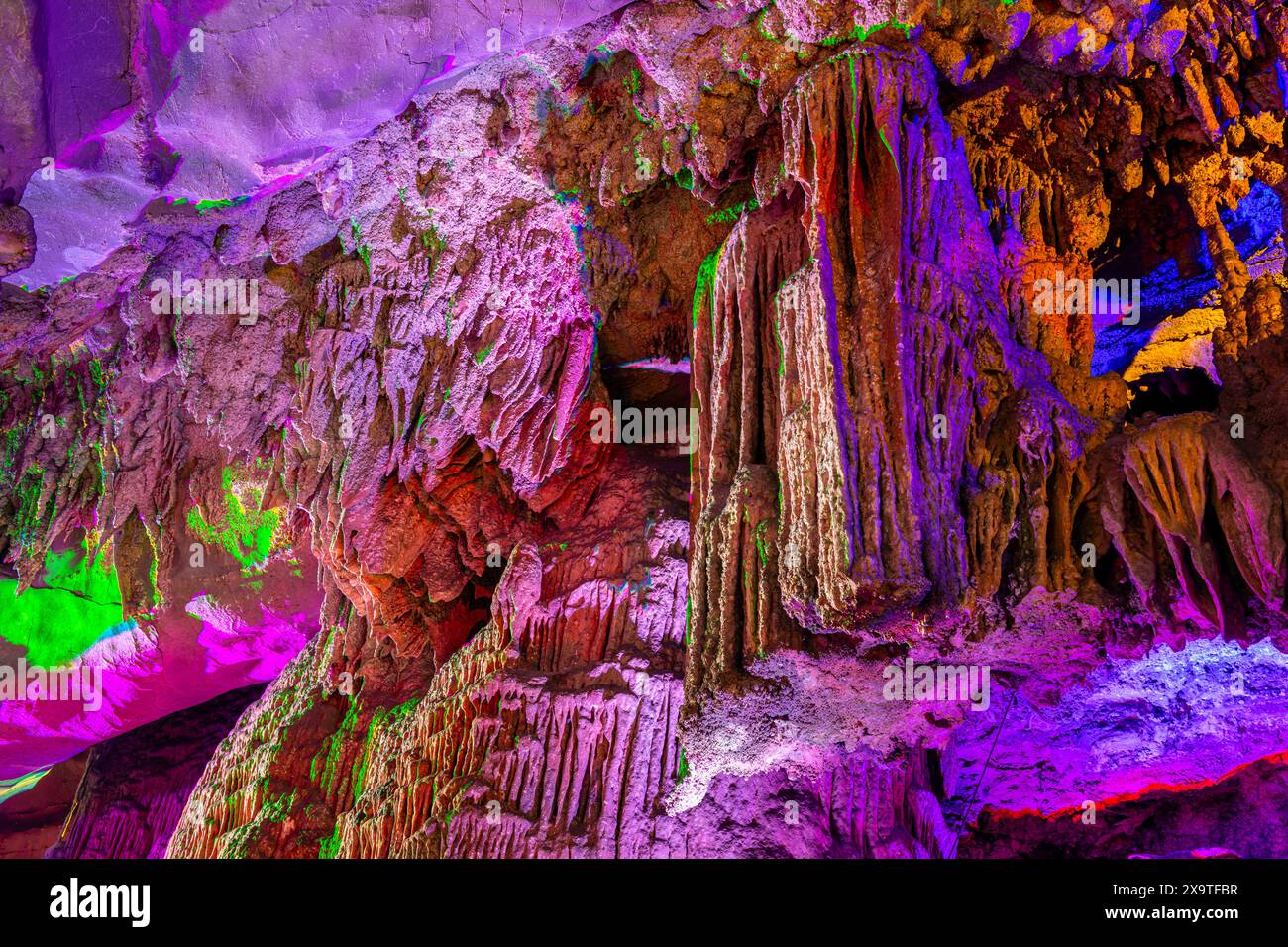 Underground lake in Silver Caves in Guilin, China. Horizontal ...
