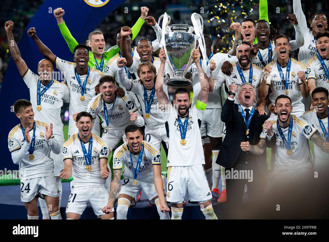LONDON, ENGLAND - JUNE 1: Carlo Ancelotti, Arda Guler, Brahim Diaz ...